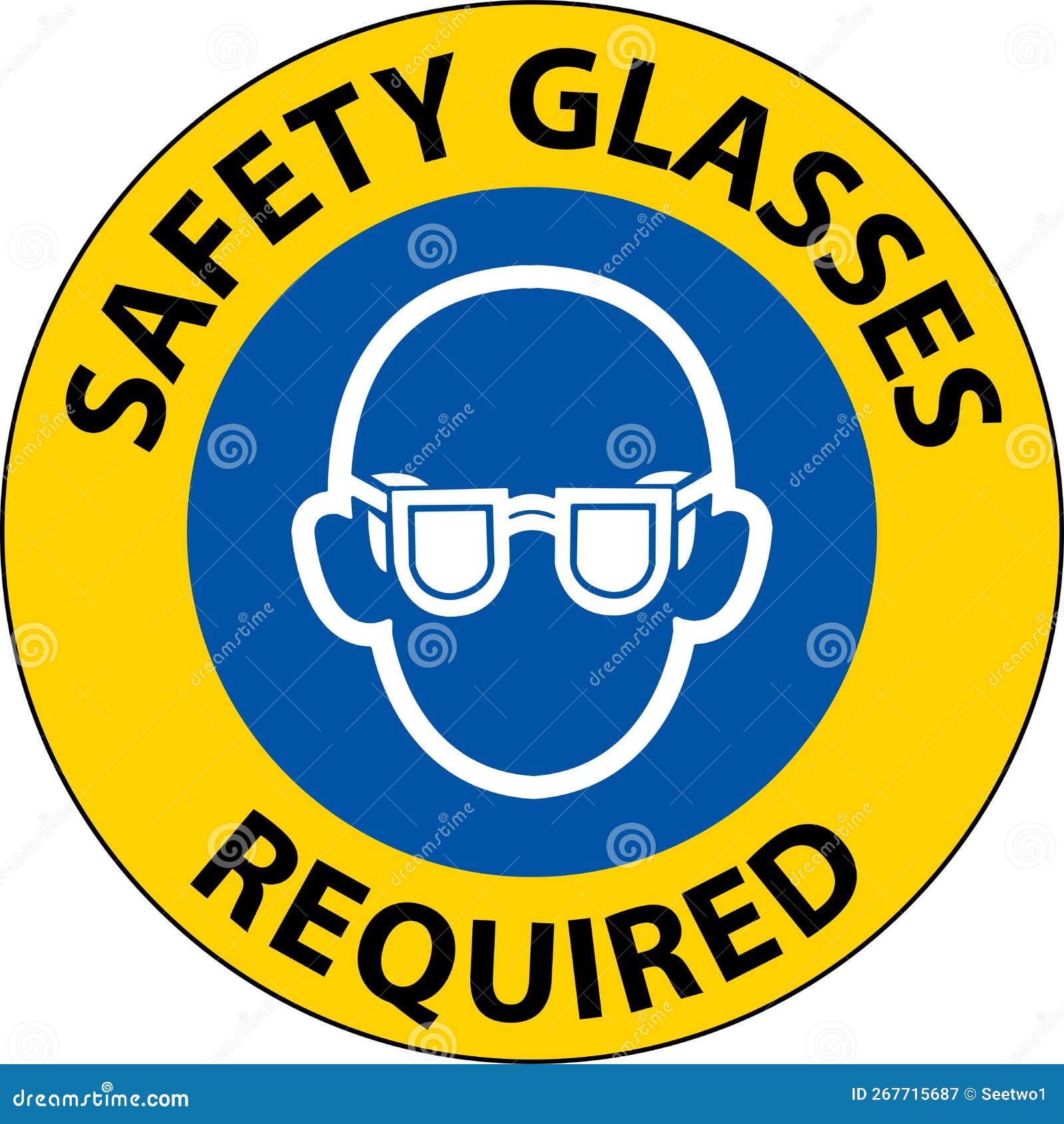 Floor Sign, Safety Glasses Required Stock Vector - Illustration of ...