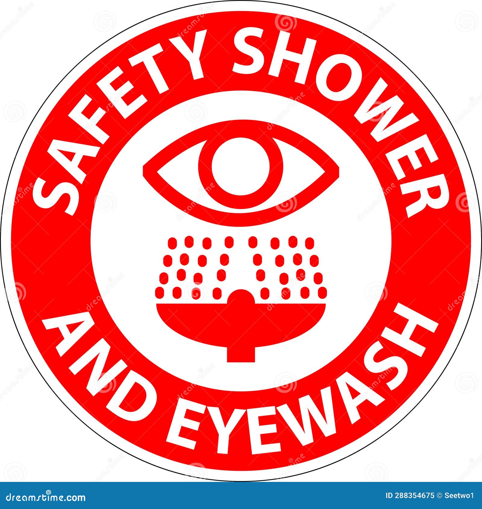 Floor Sign Safety Shower and Eyewash Stock Vector - Illustration of ...