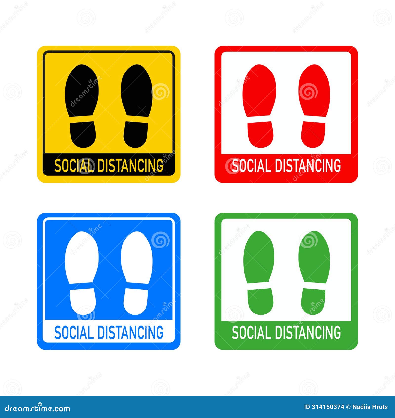 Floor Sticker with Footprint, Steps, Keep Distance . Stock Illustration ...