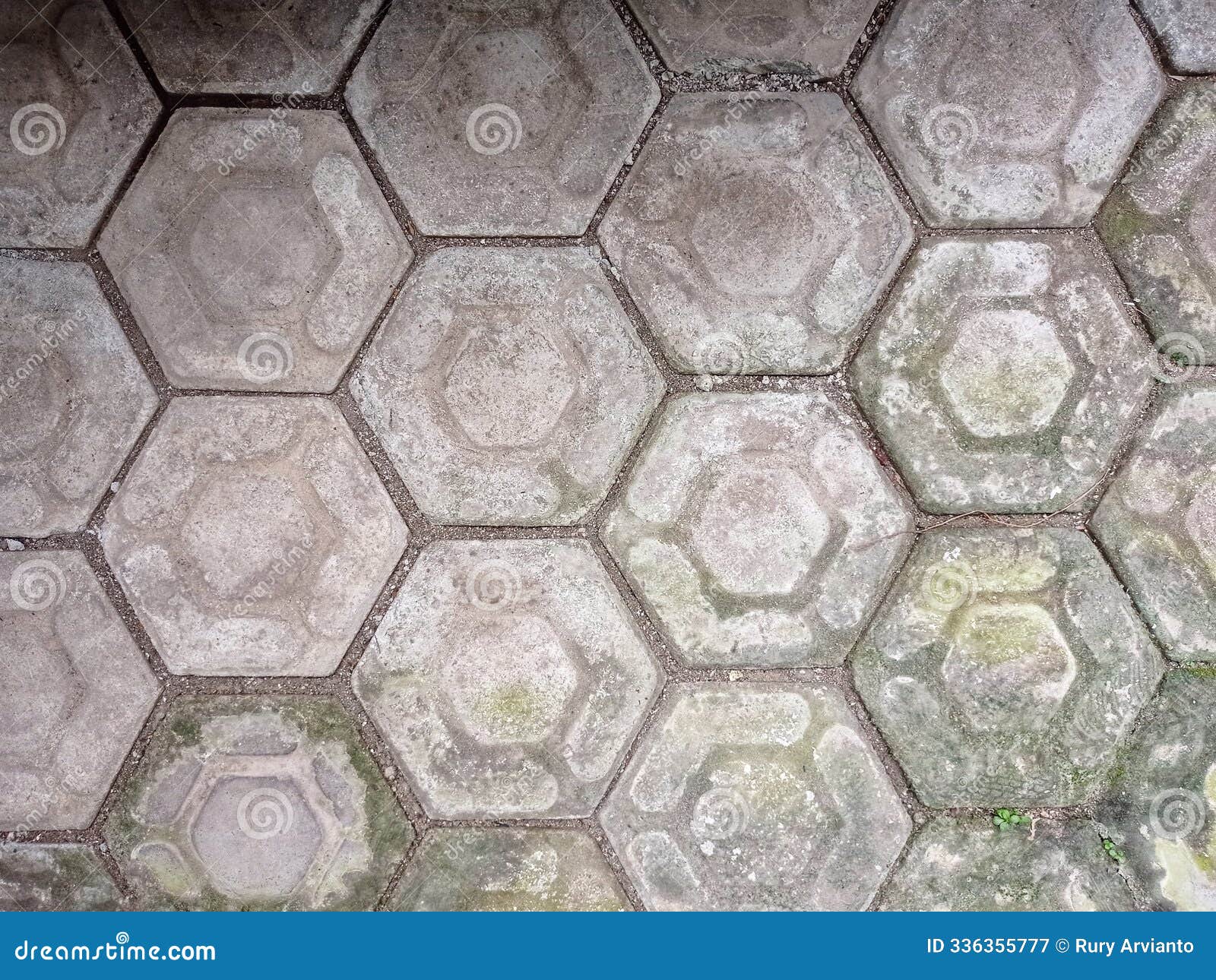 Floor Surfaces with Dirty Hexagonal Paving Blocks. Stock Image - Image ...