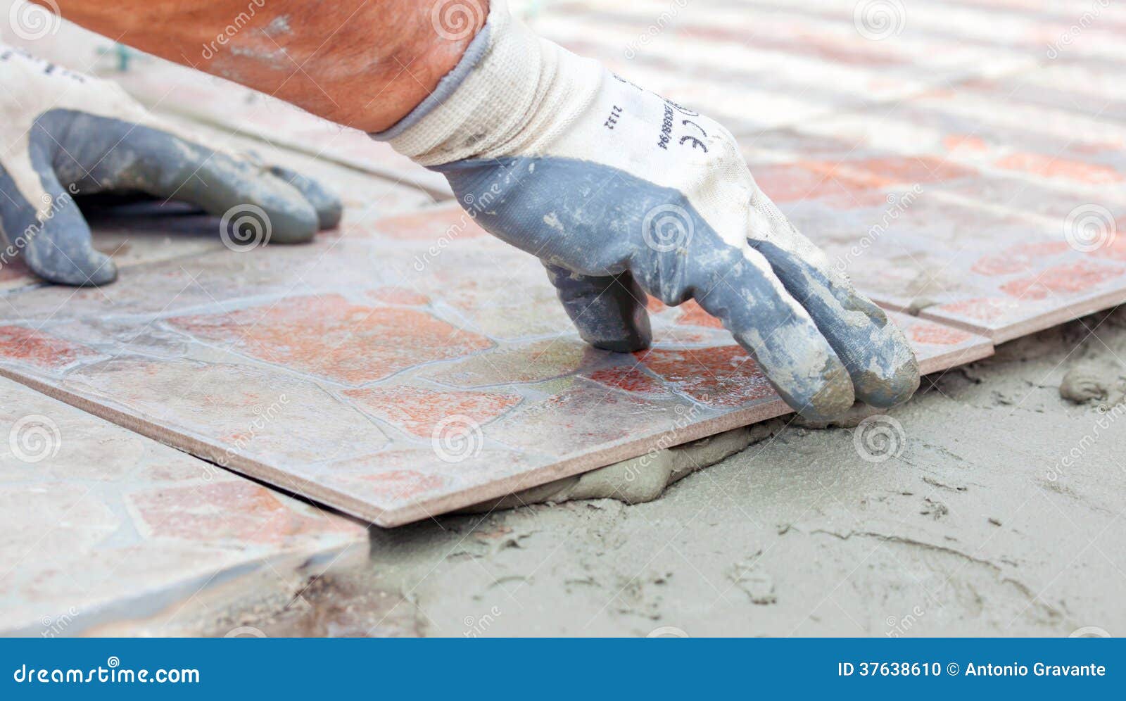 Floor Tile Installation stock photo. Image of cement - 37638610