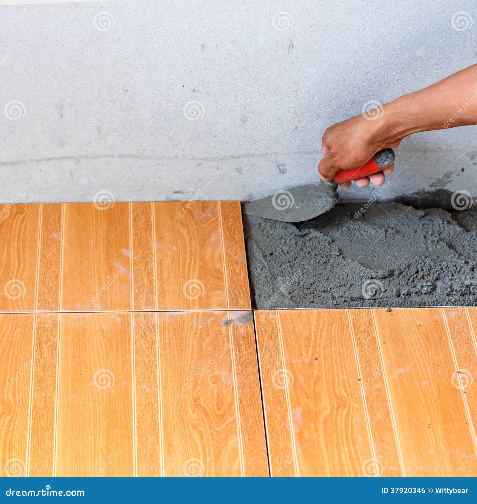 Floor Tile Installation for House Building Stock Photo - Image of tiler ...