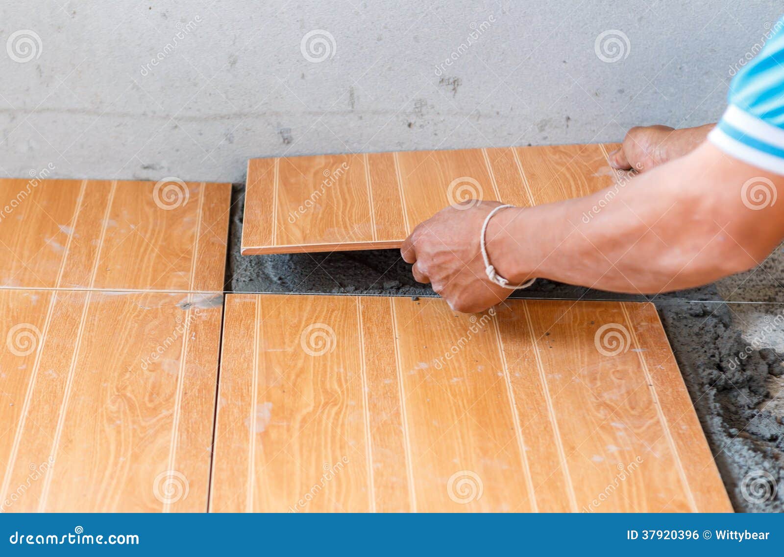 Floor Tile Installation for House Building Stock Photo - Image of ...