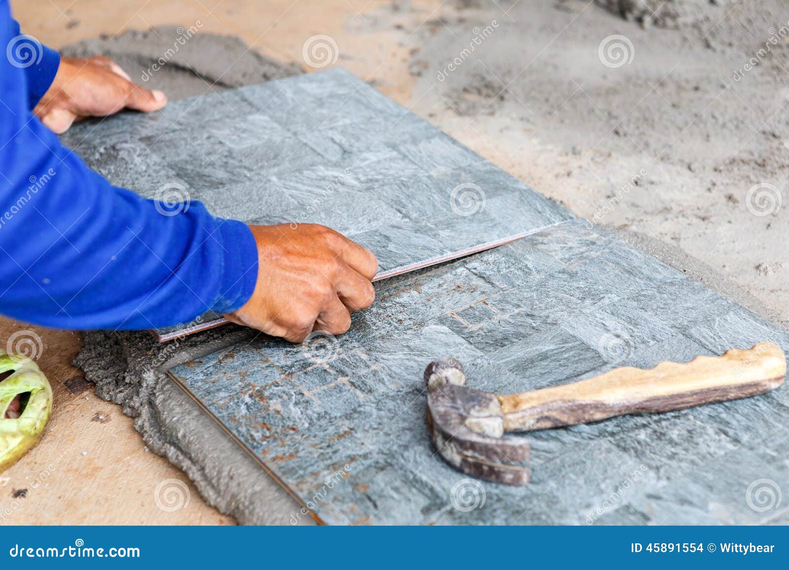 Floor Tile Installation for House Building Stock Photo - Image of tile ...