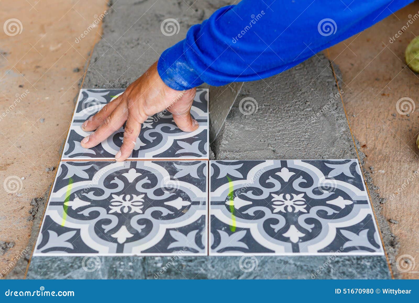 Floor Tile Installation for House Building Stock Photo - Image of tiler ...