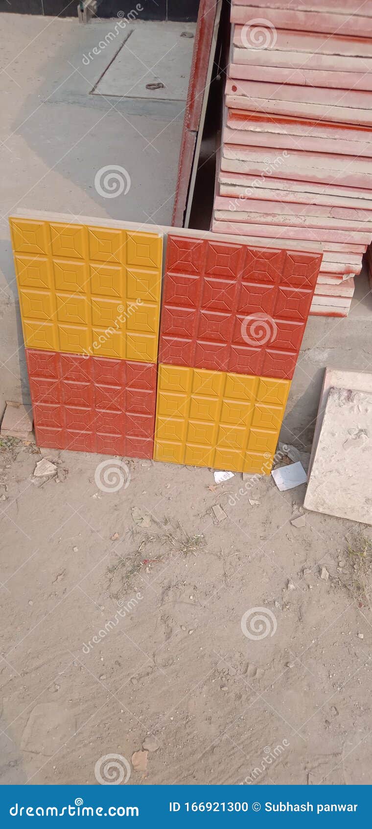 Floor Tiles Coloured Red and Yellow Stock Photo - Image of yellow ...