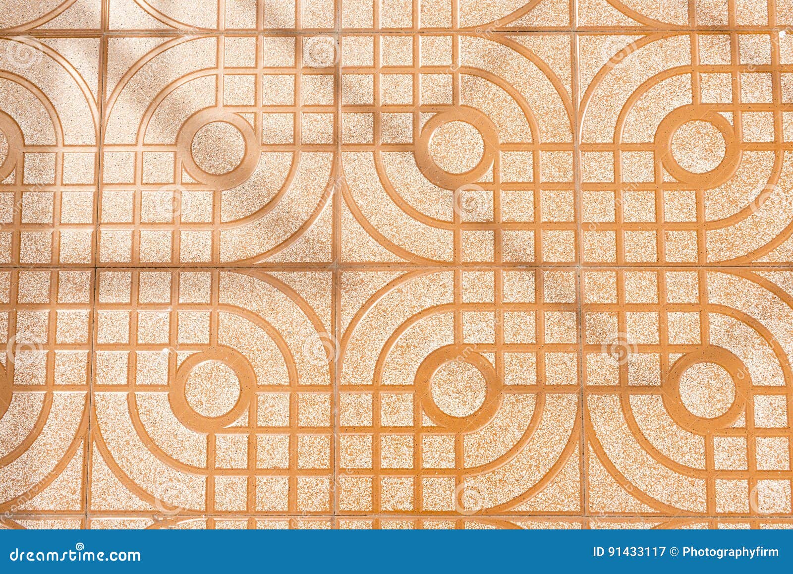 Floor Tiles with Lines and Curves Pattern Shade of Orange Stock Image ...