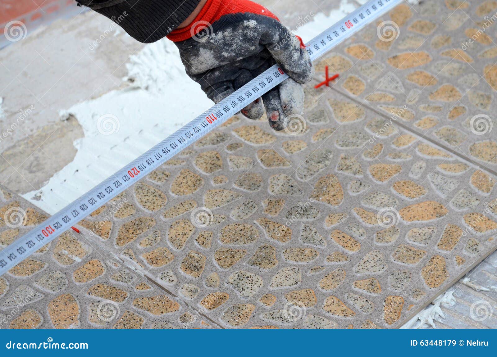 Floor tiling stock image. Image of installing, lint, glue - 63448179