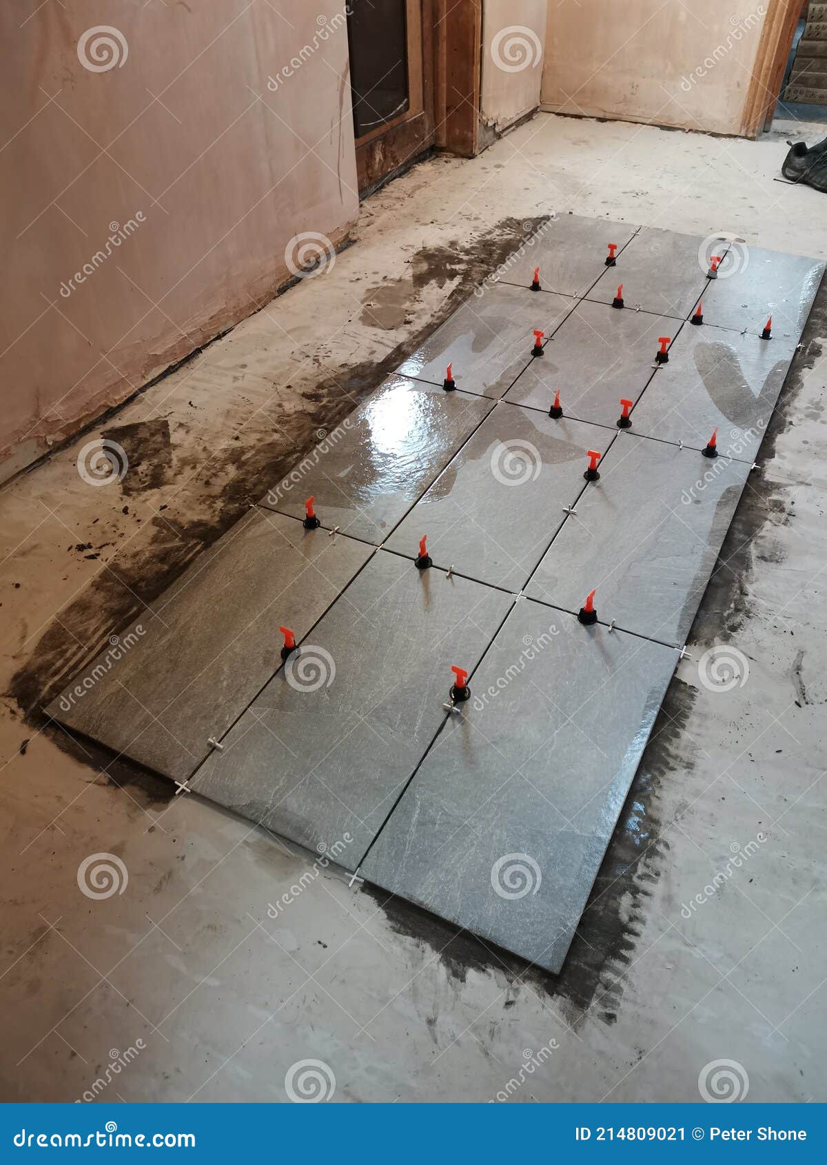 Floor tiling project stock image. Image of project, ceramic - 214809021