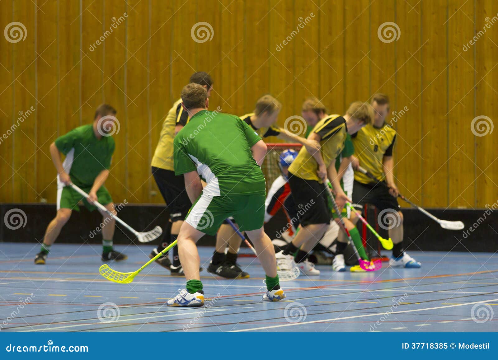 Floorball game stock image. Image of defense, referee - 37718385