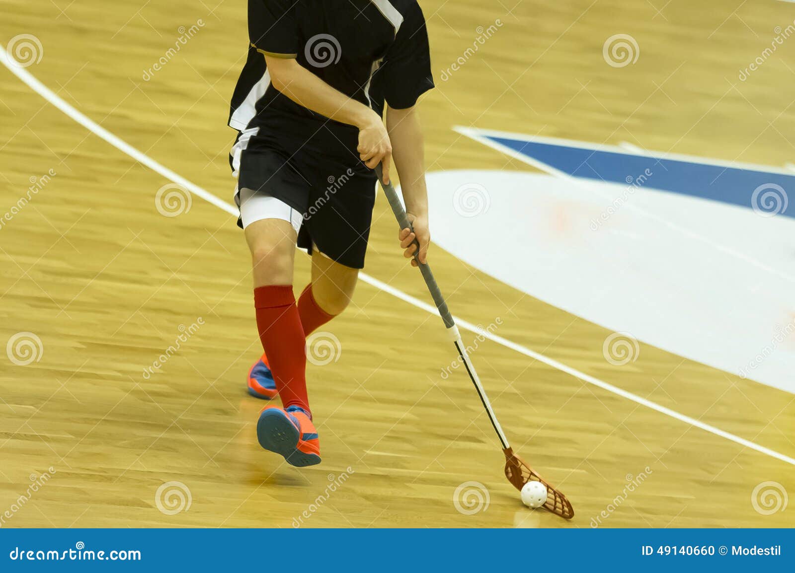 Floorball stock photo. Image of action, arena, indoor - 49140660