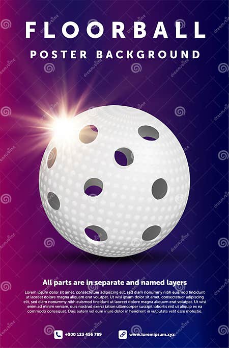 Floorball Poster Template with Ball with Shiny Flash Stock Vector ...