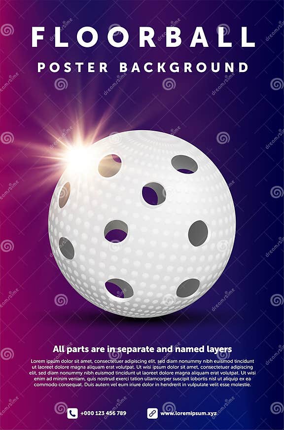 Floorball Poster Template with Ball with Shiny Flash Stock Vector ...