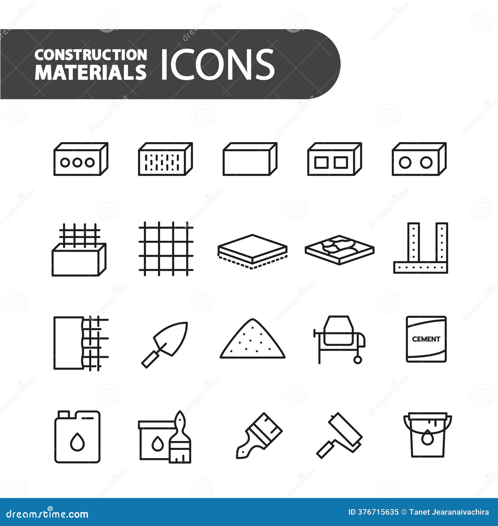 Construction Materials And Structure Icons Set. Vector Linear Isometric Icons Of Reinforced ...