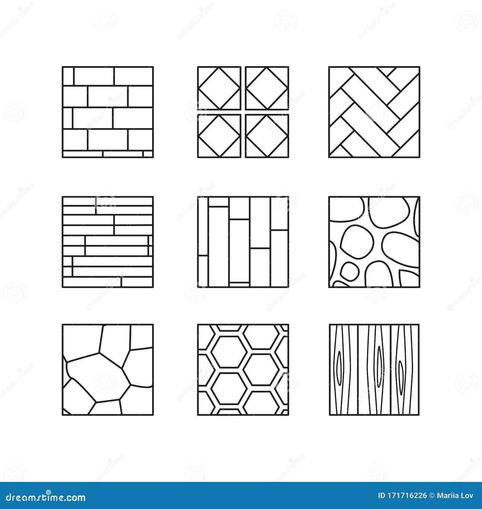 Flooring Vector Icons Set. Editable Strokes Stock Vector - Illustration ...