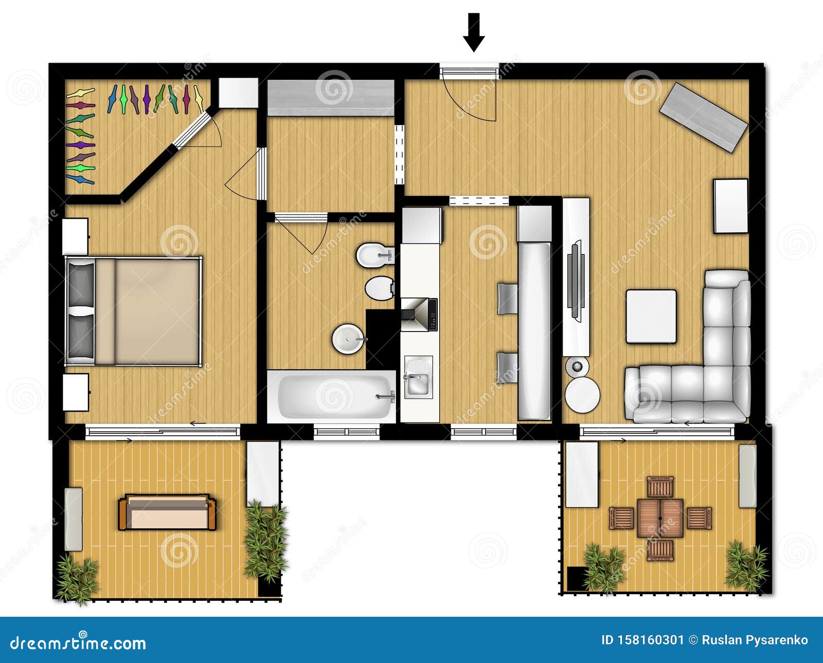Floorplan 3d. Floor Plan. Color Floor Plans 3d Stock Illustration ...