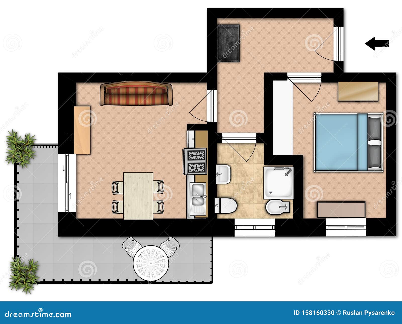 Floorplan 3d. Floor Plan. Color Floor Plans 3d Stock Illustration ...