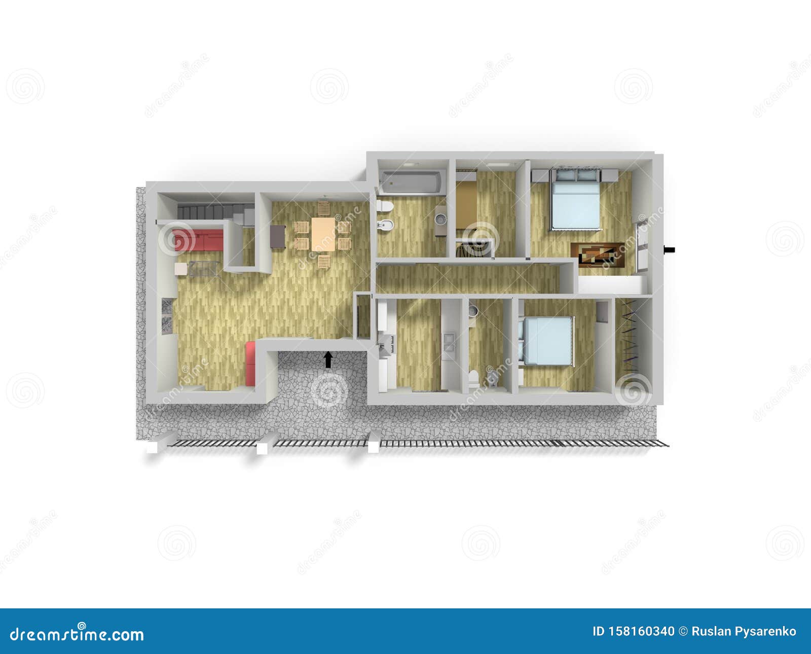 Floorplan 3d. Floor Plan. Color Floor Plans 3d Stock Illustration ...