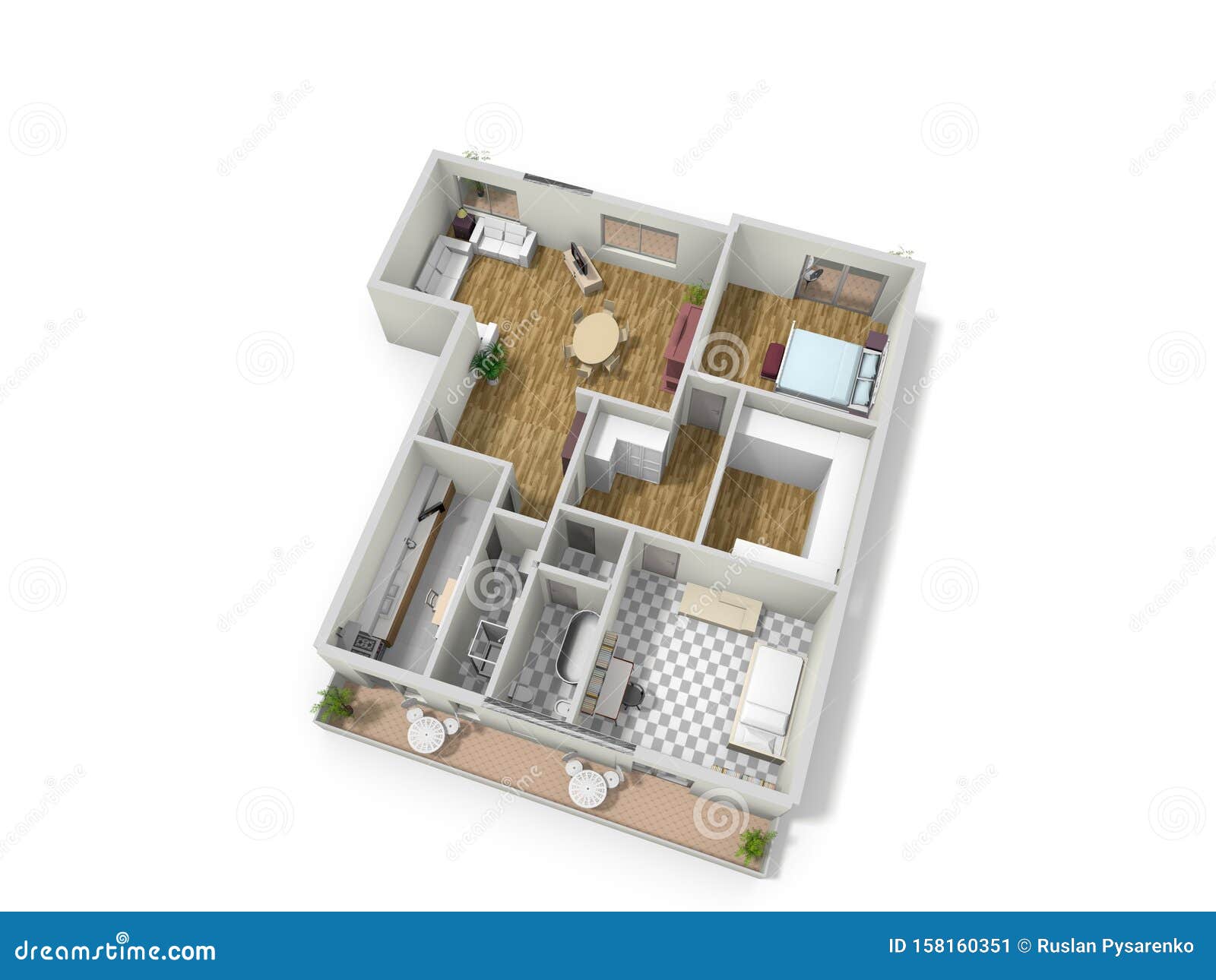 Floorplan 3d. Floor Plan. Color Floor Plans 3d Stock Illustration ...