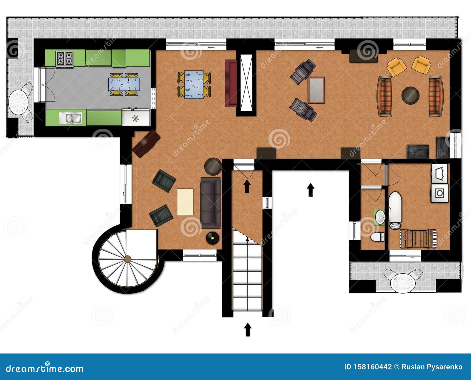 Floorplan 3d. Floor Plan. Color Floor Plans 3d Stock Illustration ...