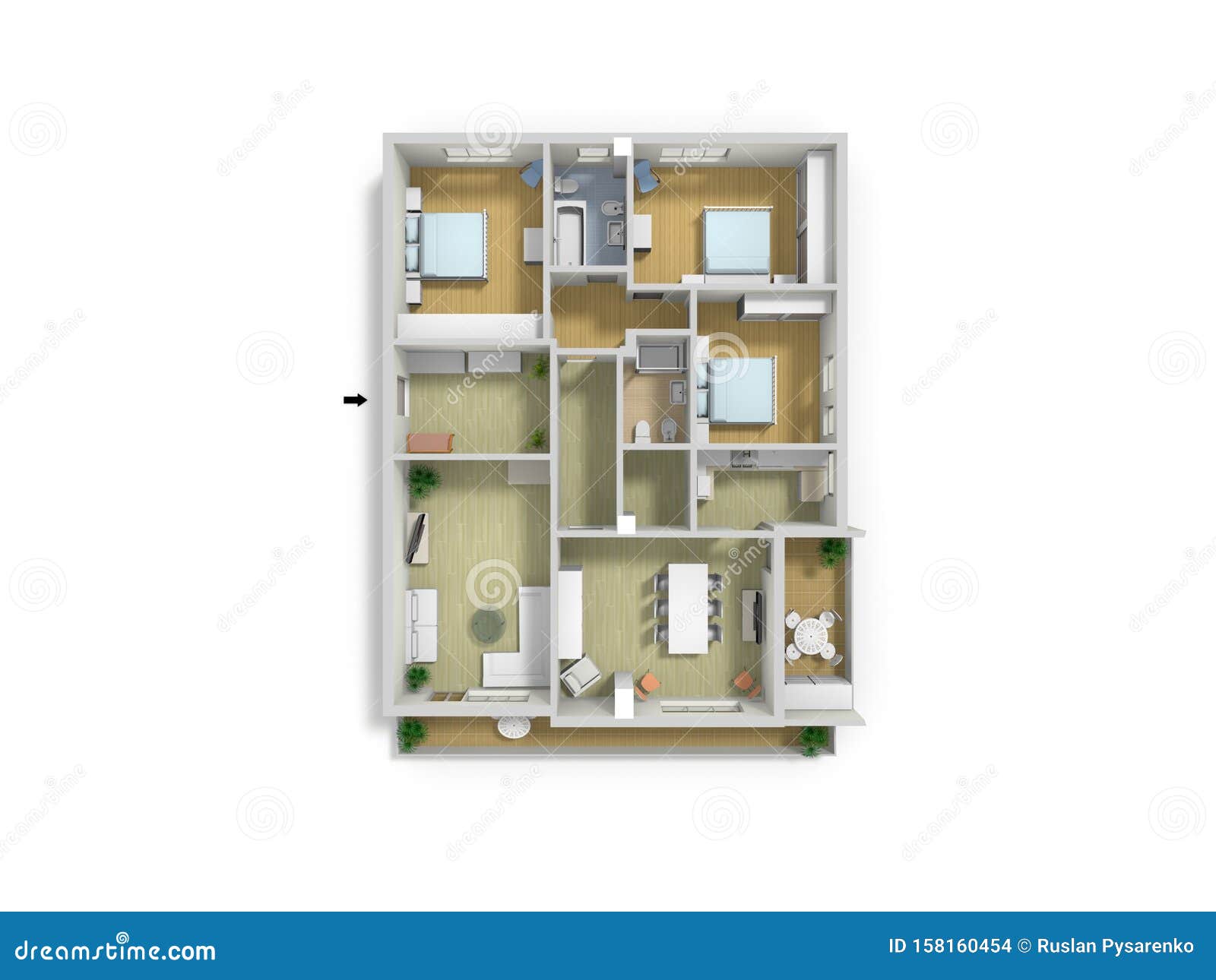 Floorplan 3d. Floor Plan. Color Floor Plans 3d Stock Illustration ...