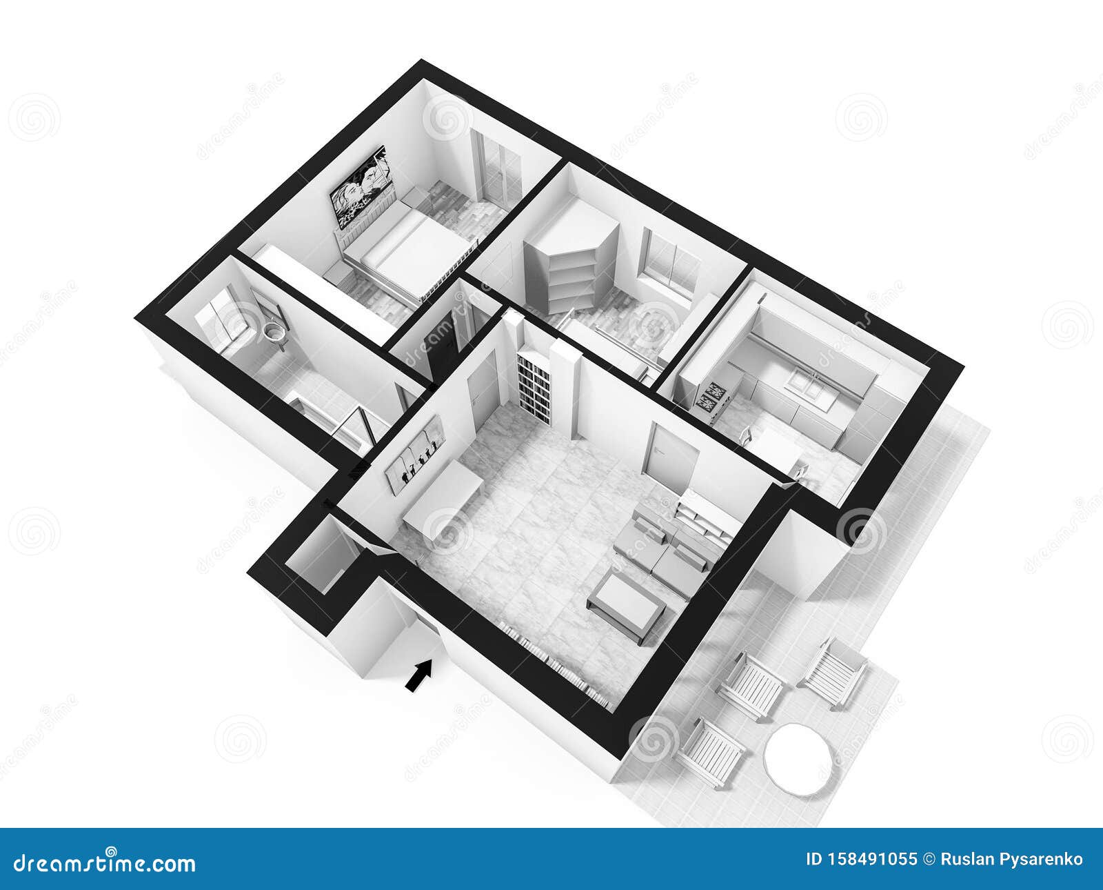 Floorplan 3d Vloerplan Kleurenvloerplannen 3d Stock Illustratie ...