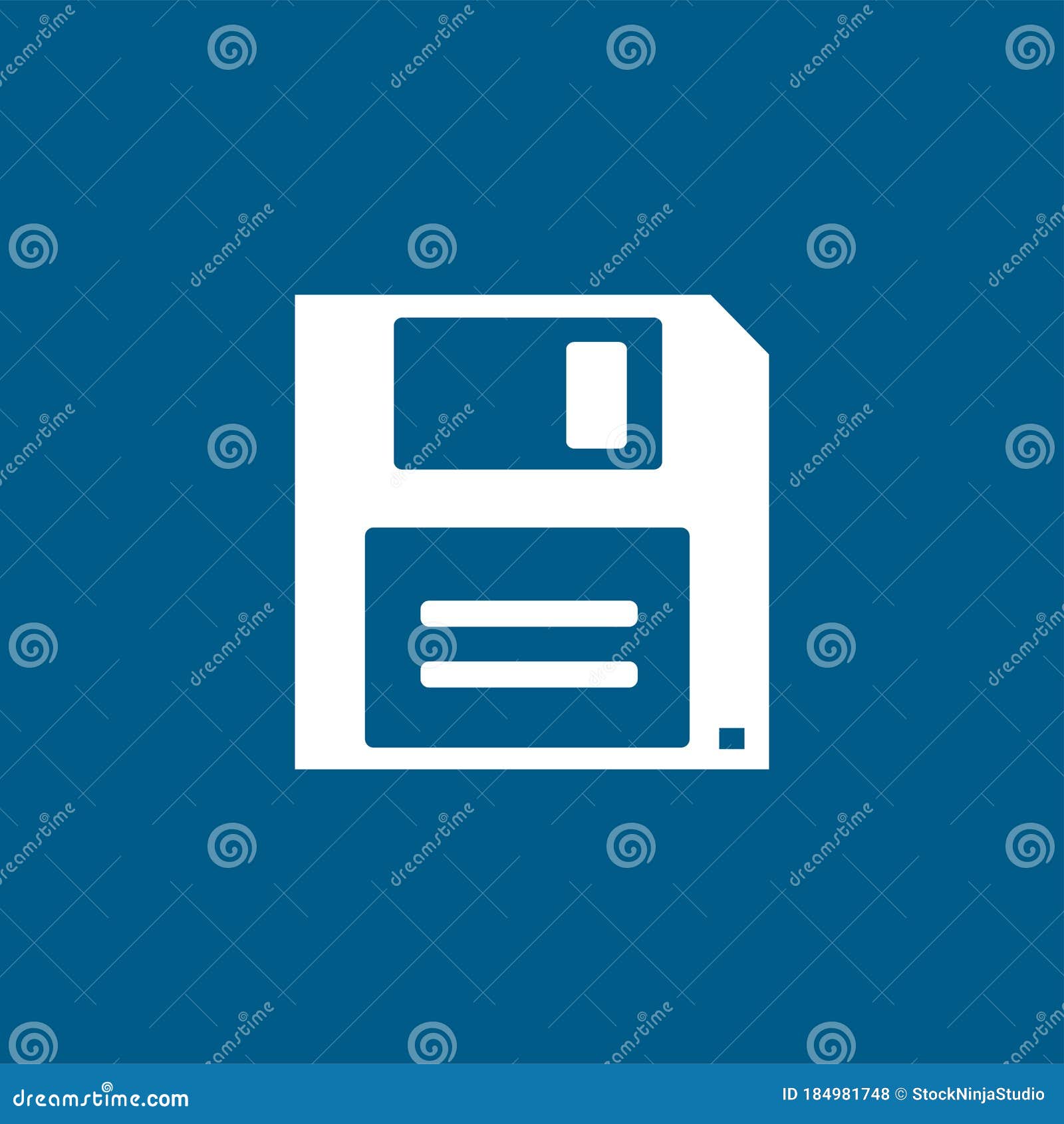 Floppy Disc Icon on Blue Background. Blue Flat Style Vector ...