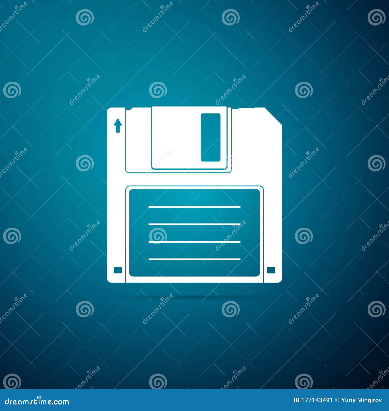 Floppy Disk for Computer Data Storage Icon Isolated on Blue Background ...