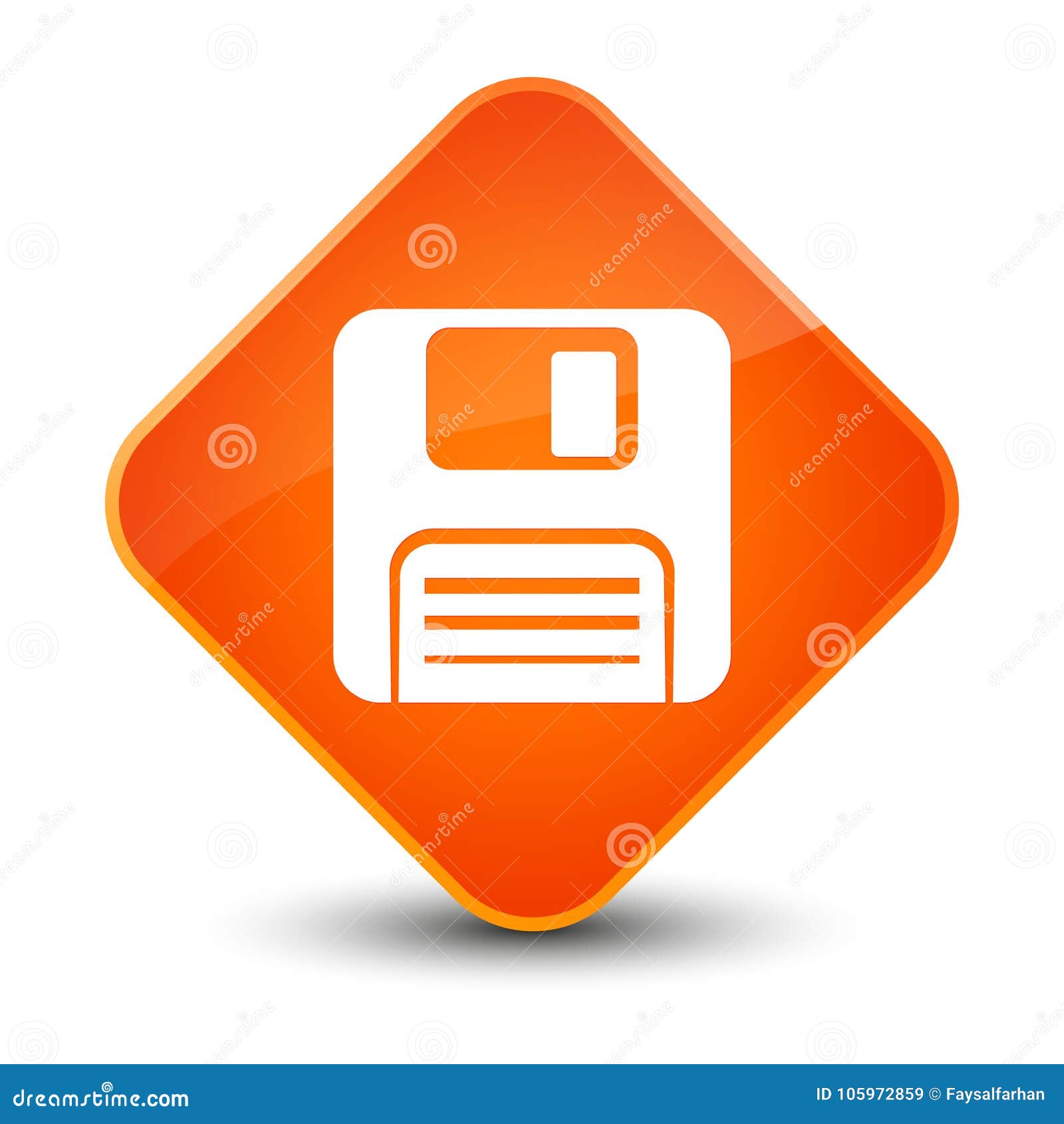 Floppy Disk Icon Elegant Orange Diamond Button Stock Illustration ...