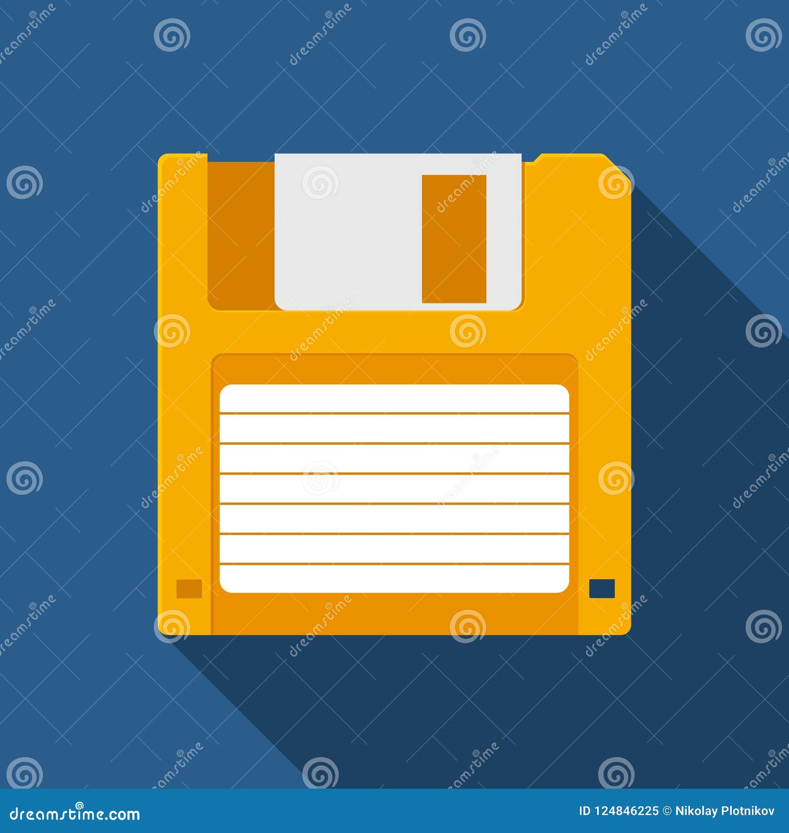 Floppy Disk Icon in Flat Style on Blue Background with Shadow. HD ...