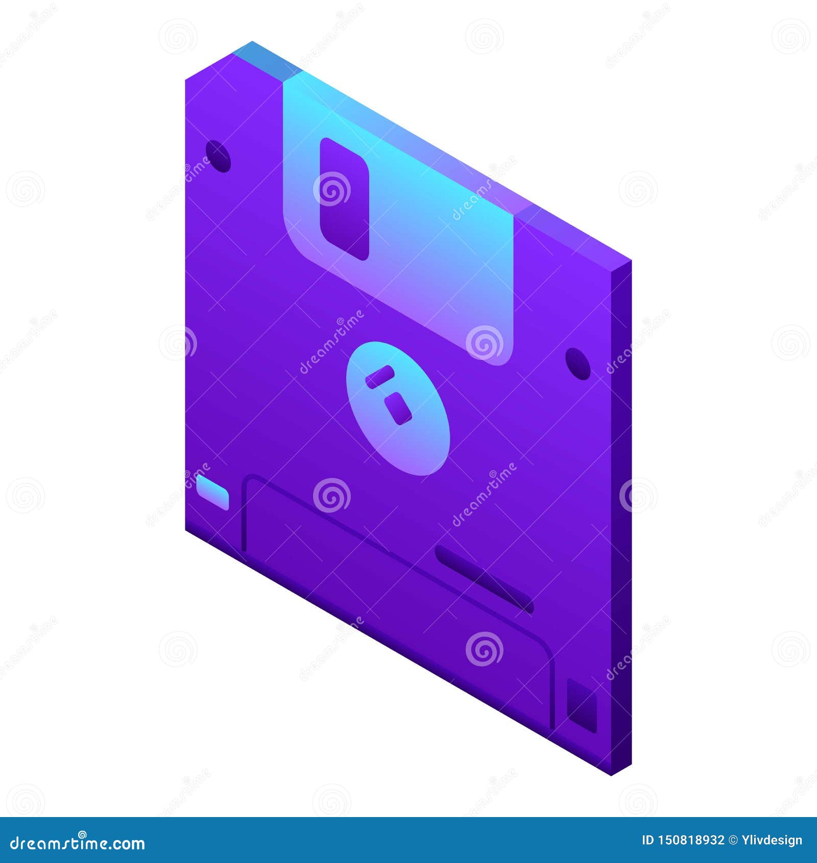 Floppy Disk Icon, Isometric Style Stock Vector - Illustration of office ...
