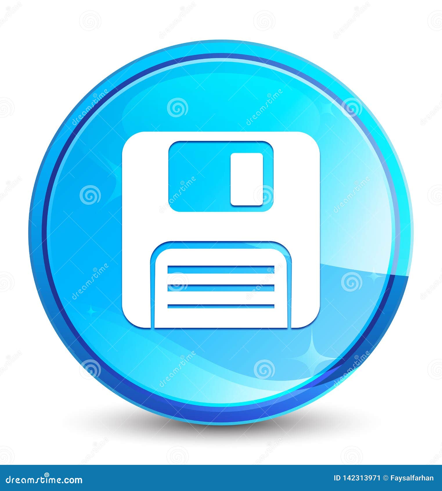 Floppy Disk Icon Splash Natural Blue Round Button Stock Vector ...