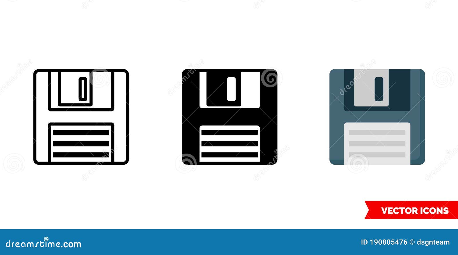 Floppy Disk Icon of 3 Types. Isolated Vector Sign Symbol. Stock Vector ...