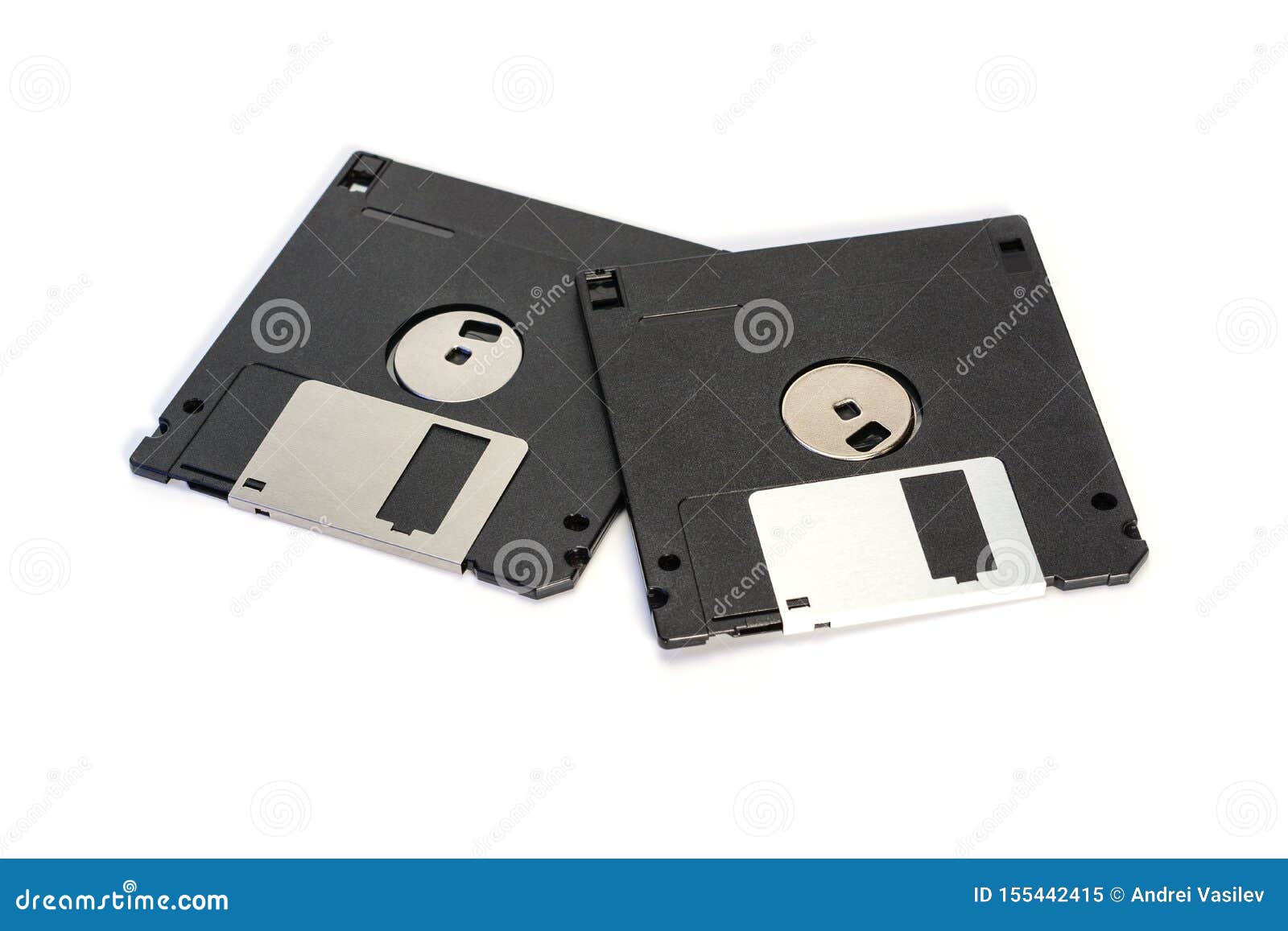 Floppy Disk 3.5 Inch Isolated on White Backround. Two Vintage Computer ...