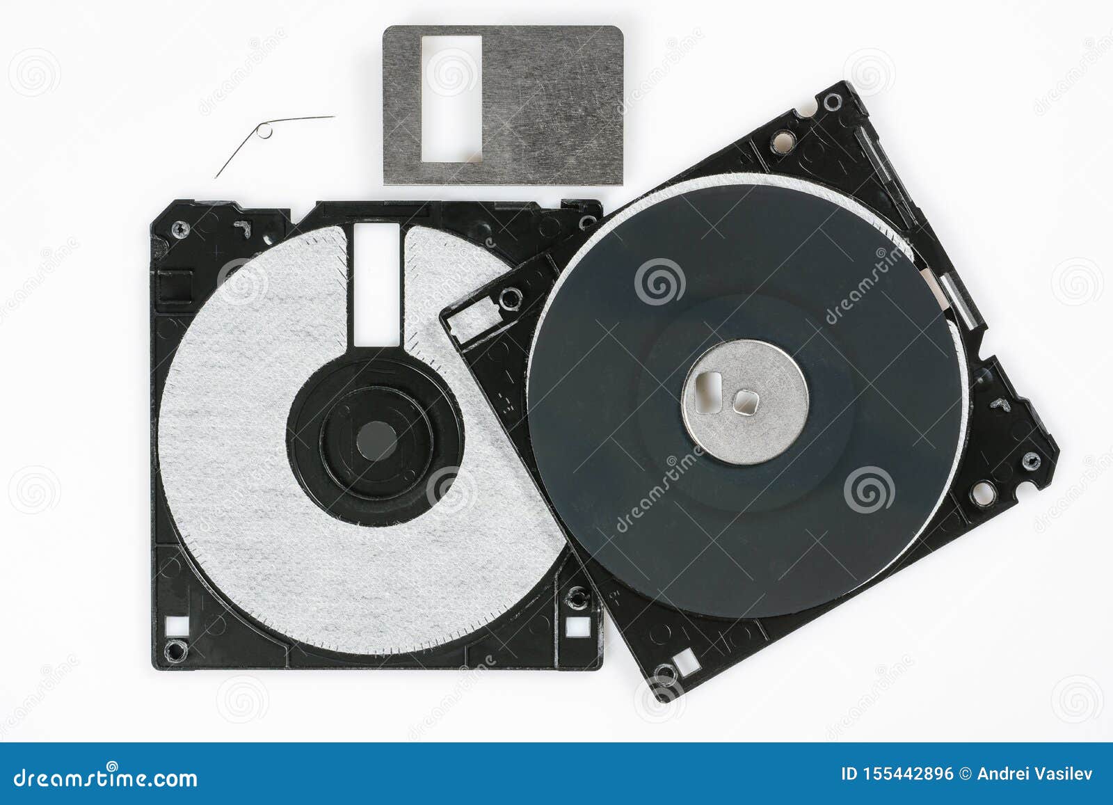 Floppy Disk 3.5 Inch on White Backround. Disassembled Vintage Computer ...