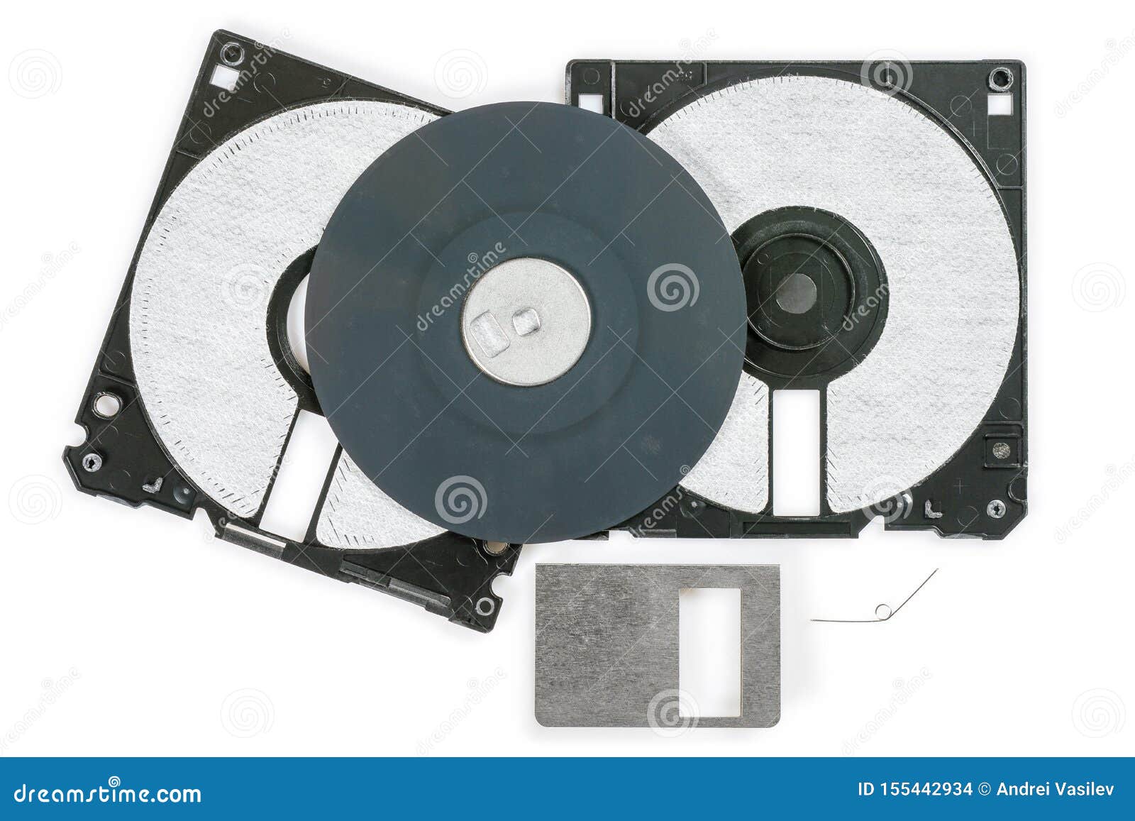 Floppy Disk 3.5 Inch on White Backround. Disassembled Vintage Computer ...