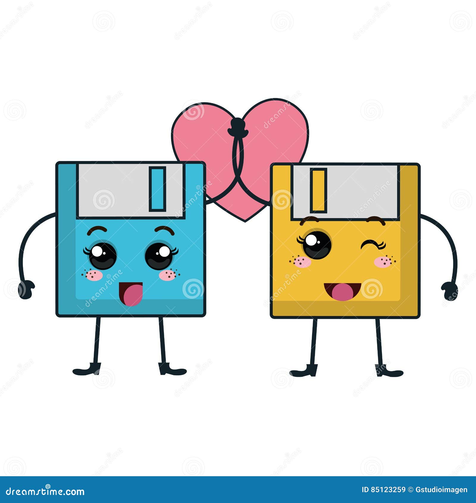 Floppy Disk Kawaii Character Stock Illustration - Illustration of ...