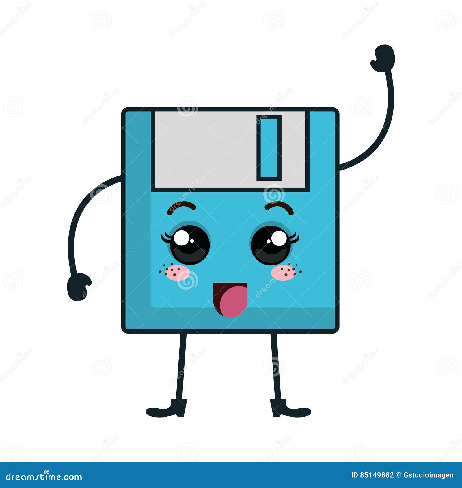 Floppy Disk Kawaii Character Stock Illustration - Illustration of ...