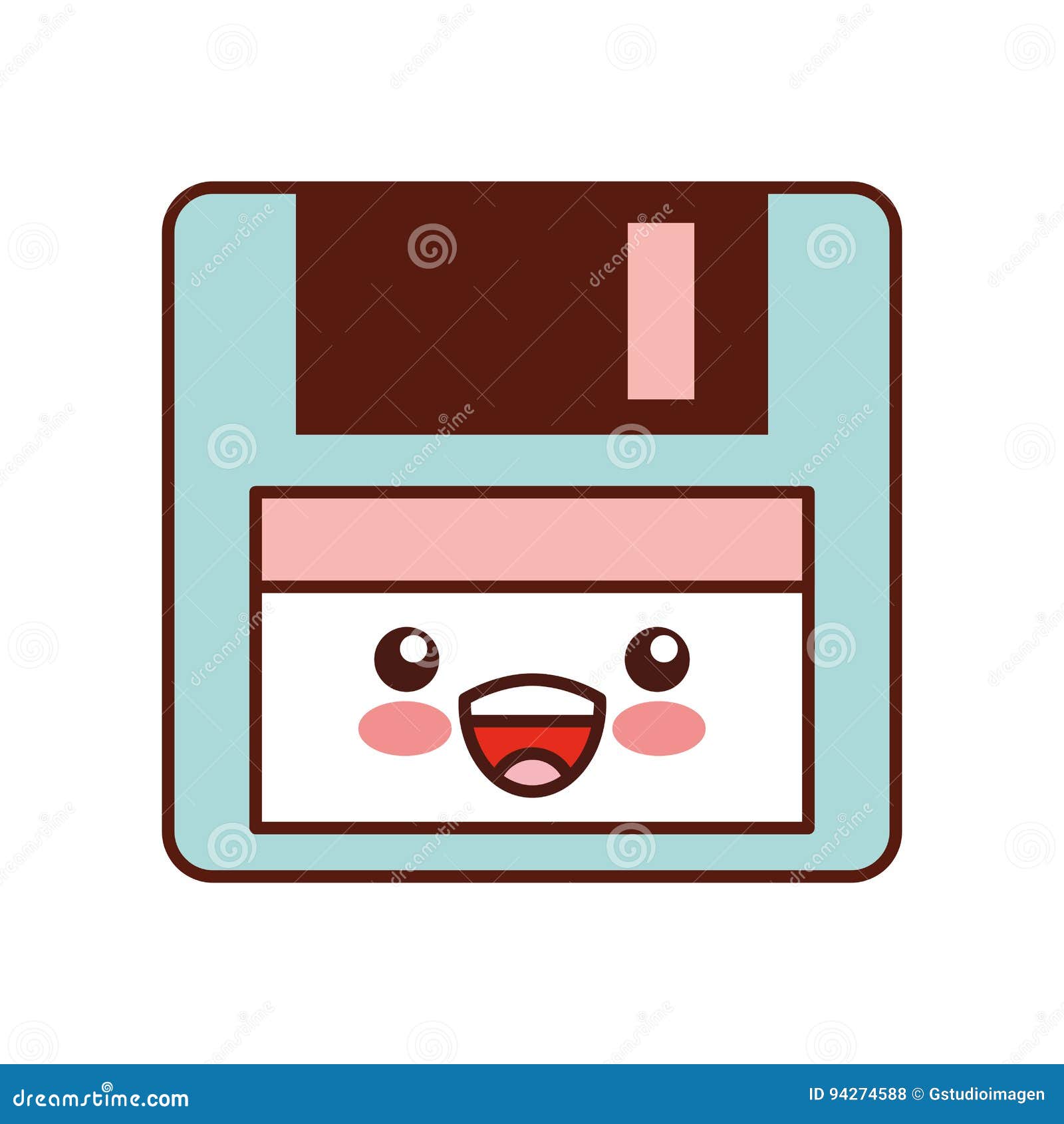 Floppy Disk Kawaii Character Stock Vector - Illustration of diskette ...