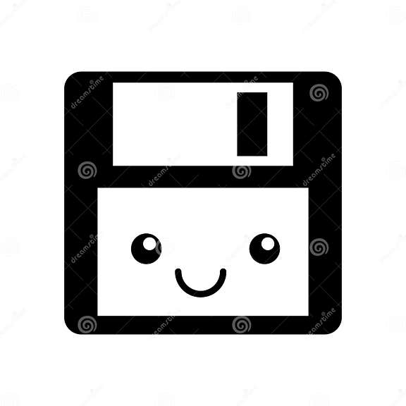 Floppy Disk Kawaii Character Stock Vector - Illustration of electronic ...