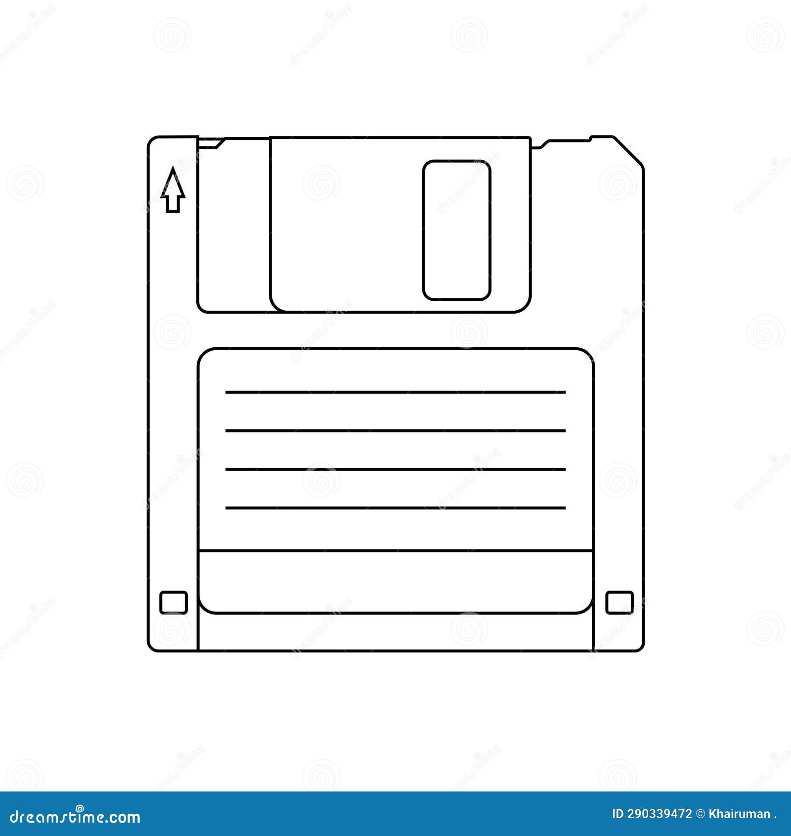 Floppy Disk Outline Icon Illustration on White Background Stock Vector ...