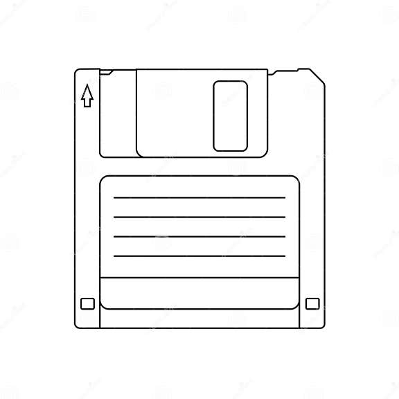 Floppy Disk Outline Icon Illustration on White Background Stock Vector ...
