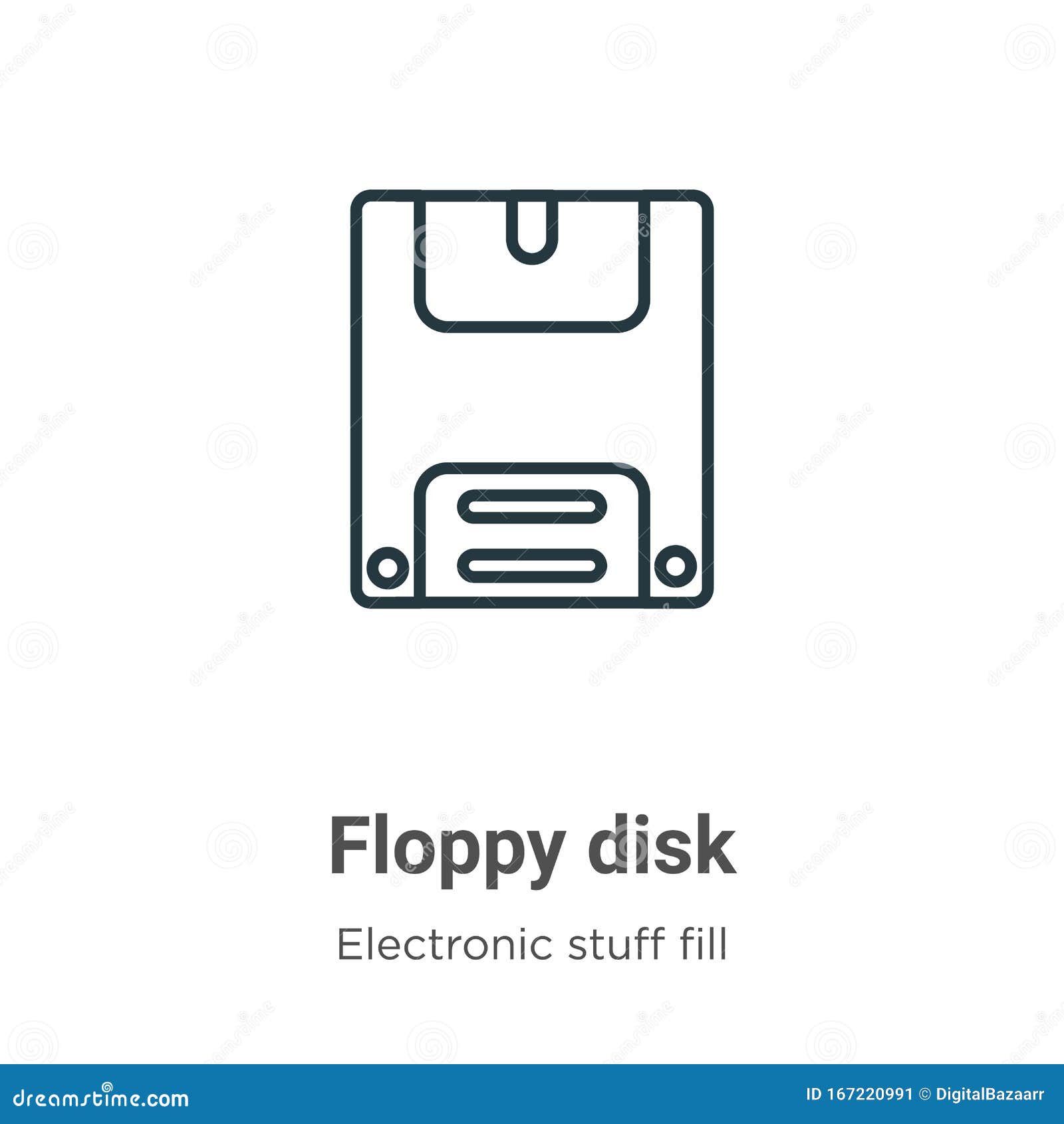 Floppy Disk Outline Vector Icon. Thin Line Black Floppy Disk Icon, Flat ...
