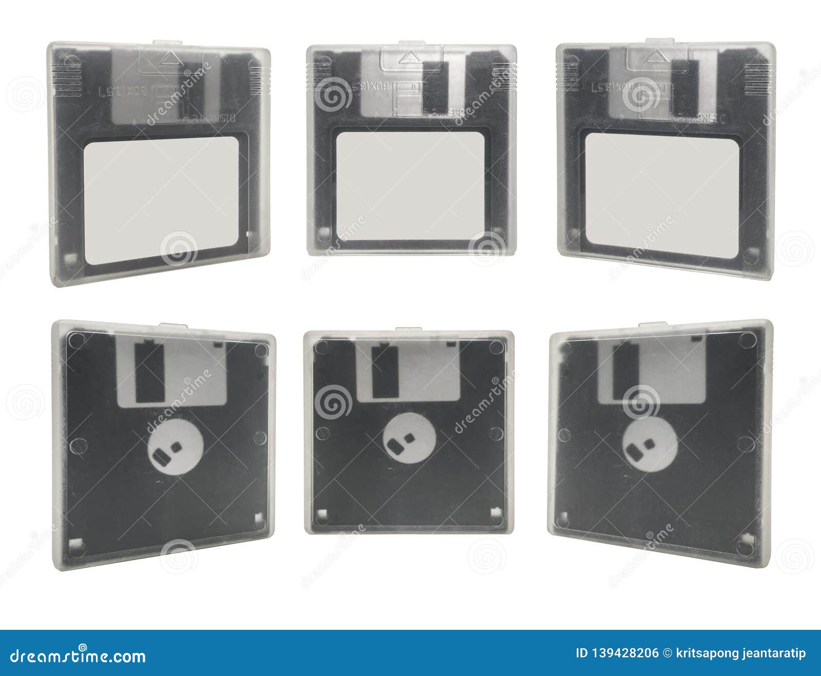 Isolate of Old Storage Floppy Disk in Plastic Case on White Background ...