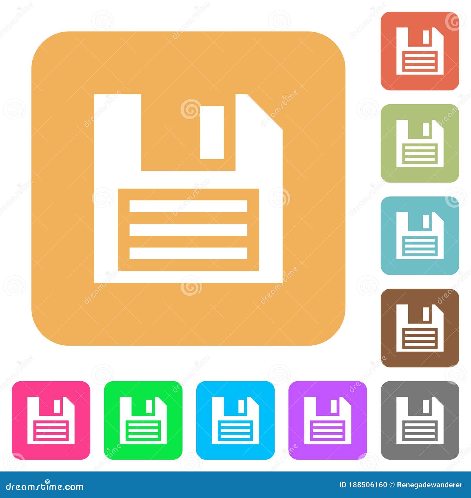 Floppy Disk Rounded Square Flat Icons Stock Vector - Illustration of ...