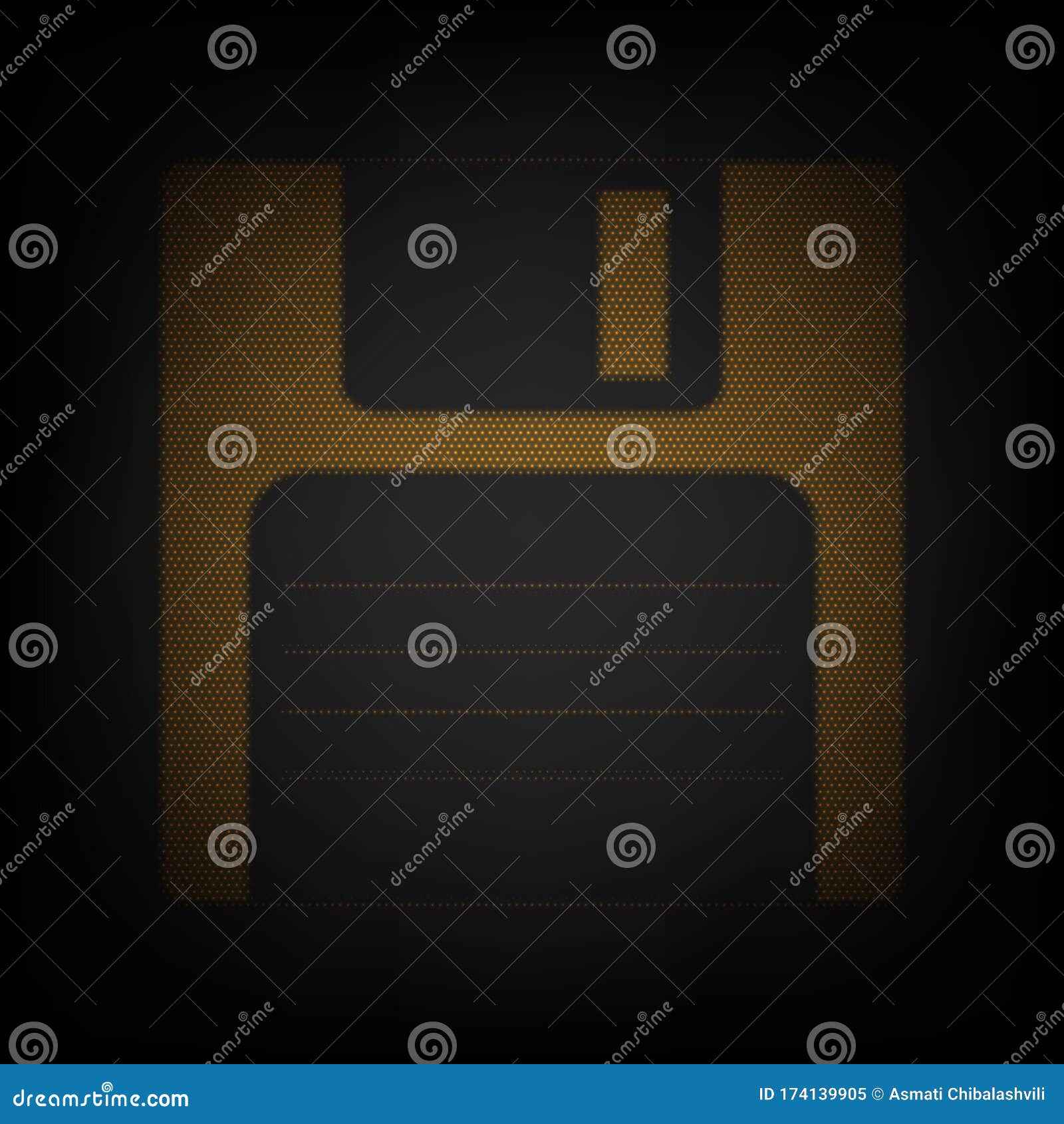 Floppy Disk Sign. Icon As Grid of Small Orange Light Bulb in Darkness ...