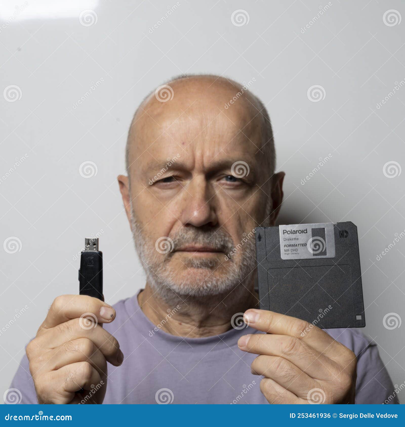 A Floppy Disk and a USB Key Stock Photo - Image of equipment, flash: 253461936