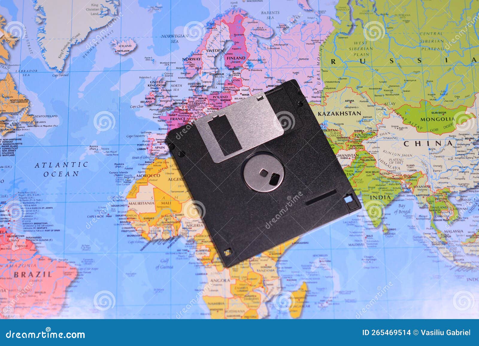 Floppy Disk on the World Map Stock Photo - Image of drawing, circle ...