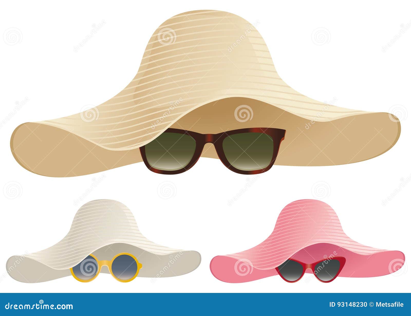 Floppy hat sunglasses stock vector. Illustration of group - 93148230