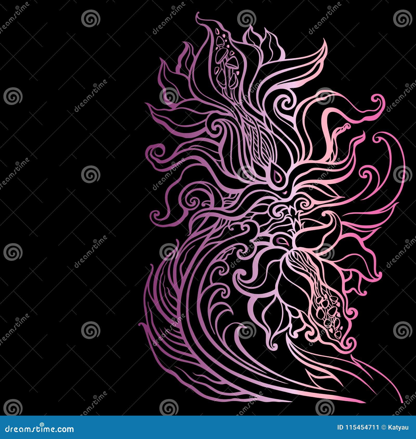 Flor Abstracta Ejemplo Dibujado Mano Del Vector, Aislado Stock de ...